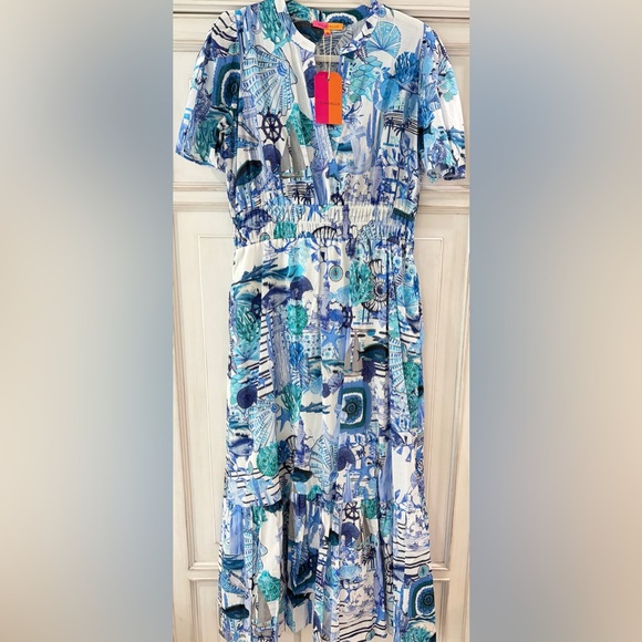Vilagallo | Dresses | Nwt Sz 46 Vilagallo Blue And White Patterned ...